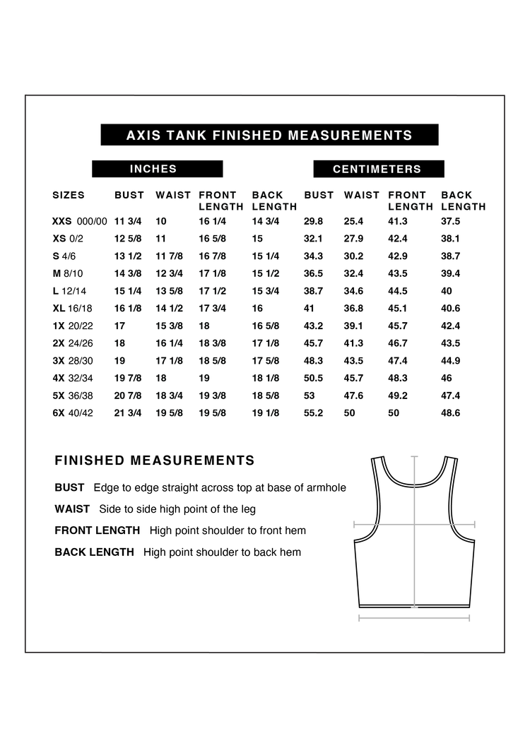 Axis Tank Bralette Sewing Pattern PDF - Elastic Free, D/E Cup XXS-6X ...